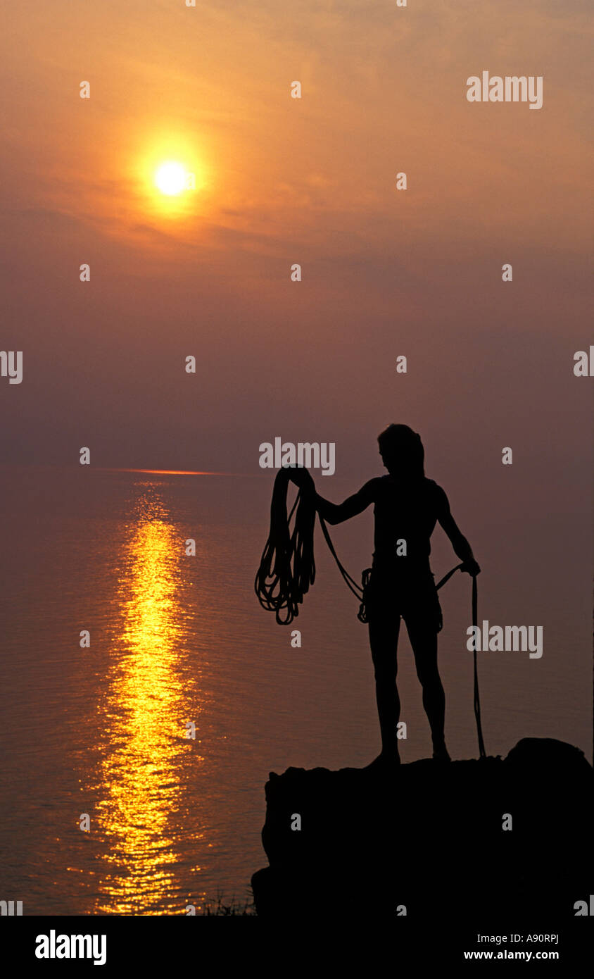 Rock climber coiling climbing hi-res stock photography and images - Alamy