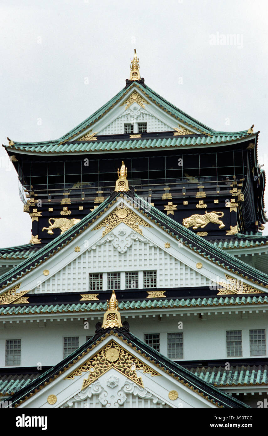 Ornate roof architecture of Osaka Castle Osaka Ju Osaka Japan Stock ...