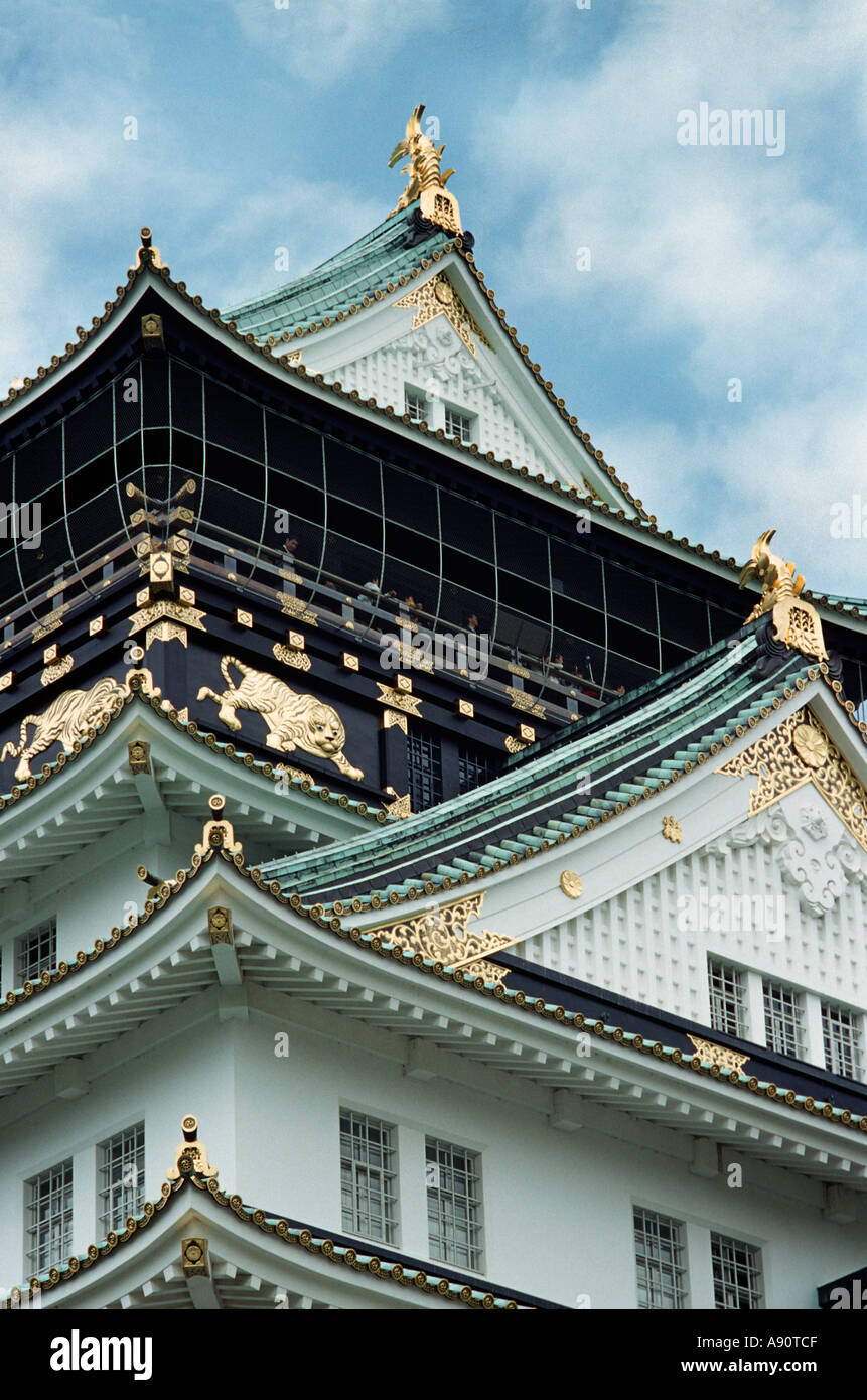 Ornate roof architecture of Osaka Castle Osaka Ju Osaka Japan Stock ...