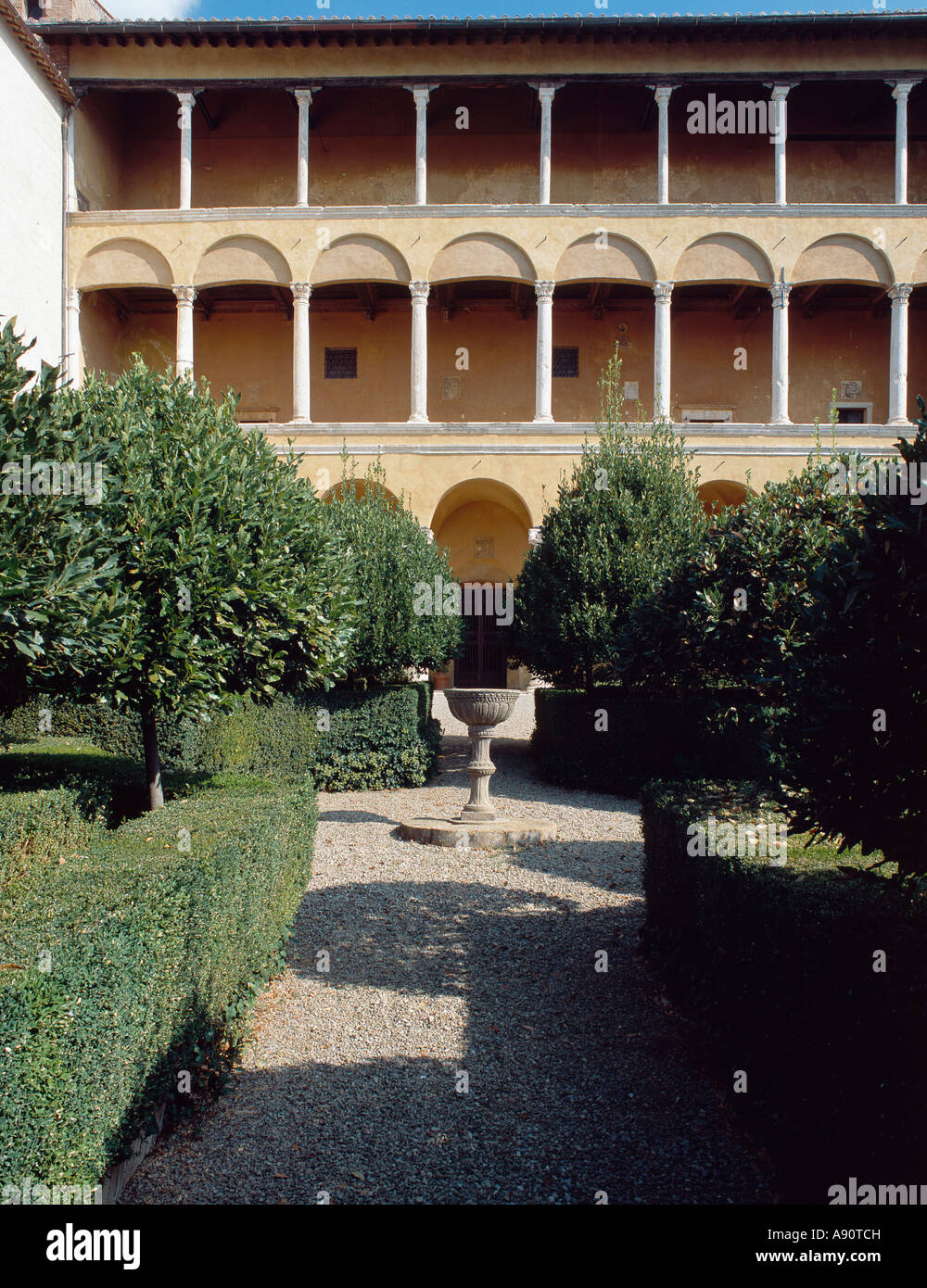 The delicate arched Renaissance facade of Palazzo Piccolomini, Pienza ...