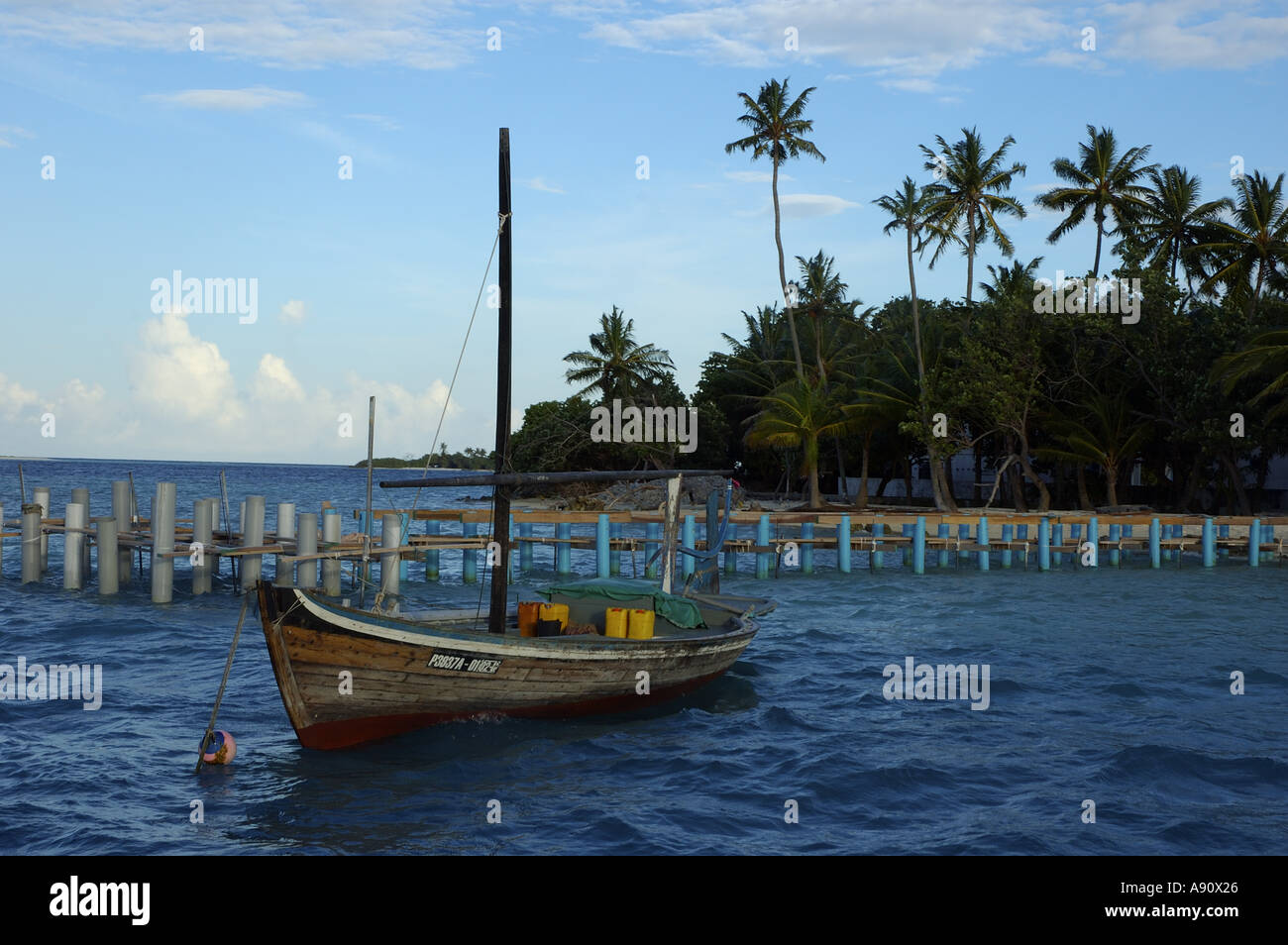 Maldives Island A Typical Dhoni Boat Used For Fishing Stock Photo - Alamy