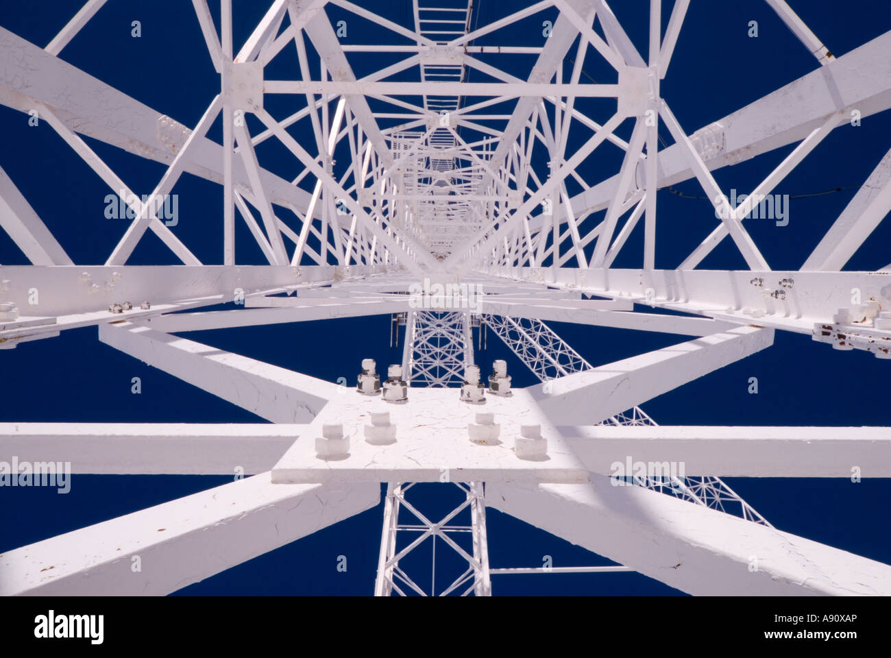 Looking up inside the structure of a Cable Car Pylon Stock Photo - Alamy