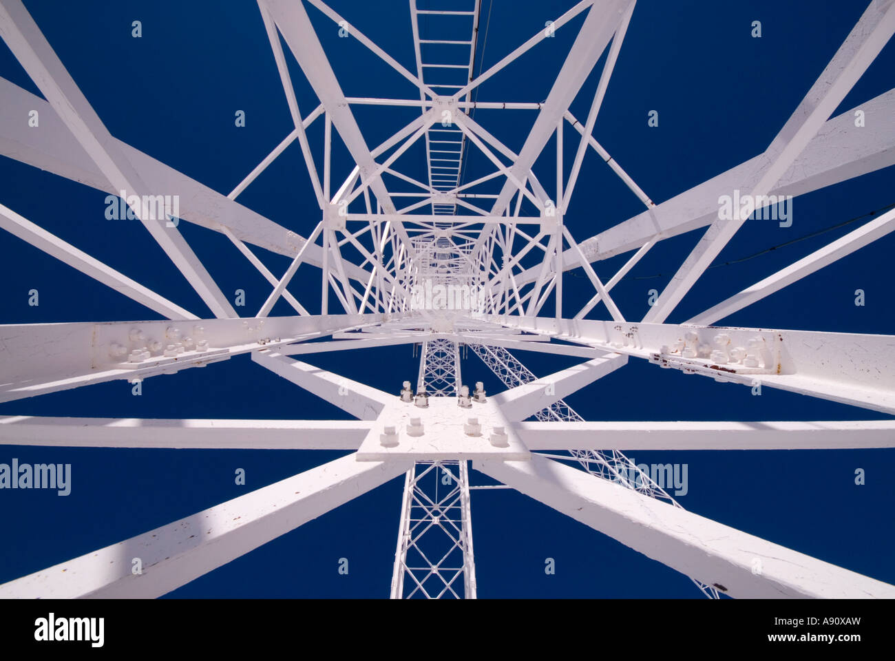 Looking up inside the structure of a Cable Car Pylon Stock Photo - Alamy