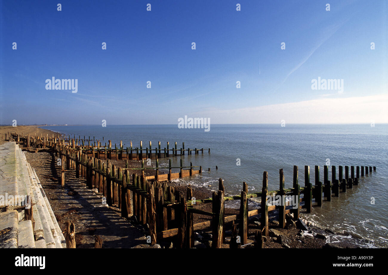 Damaged wooden groynes hi-res stock photography and images - Alamy