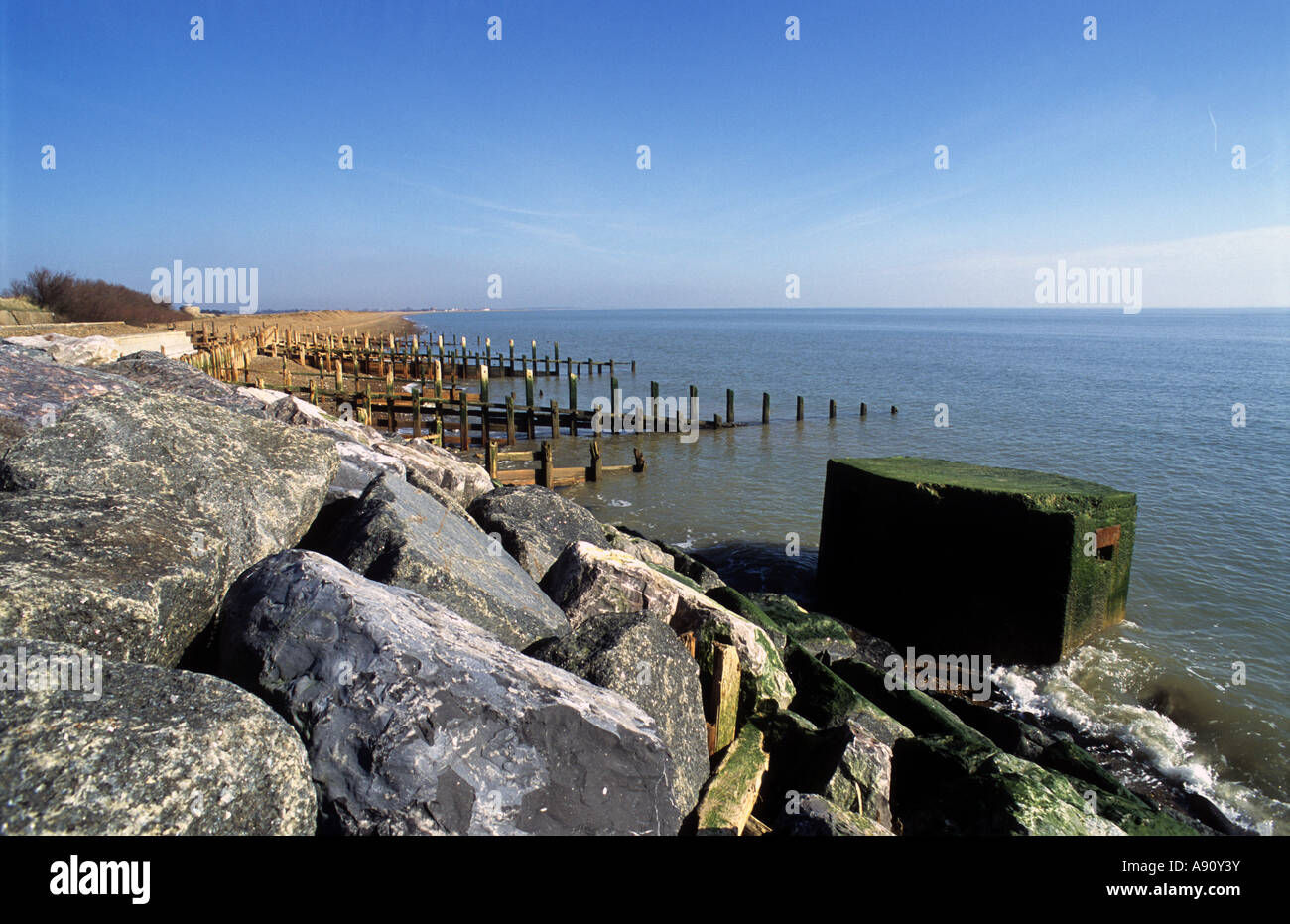 Coastal defences and second world war pill box, East Lane, Bawdsey ...
