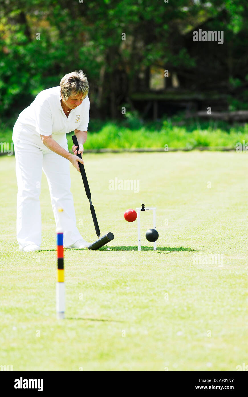 Playing croquet on a sunny summers day Stock Photo - Alamy