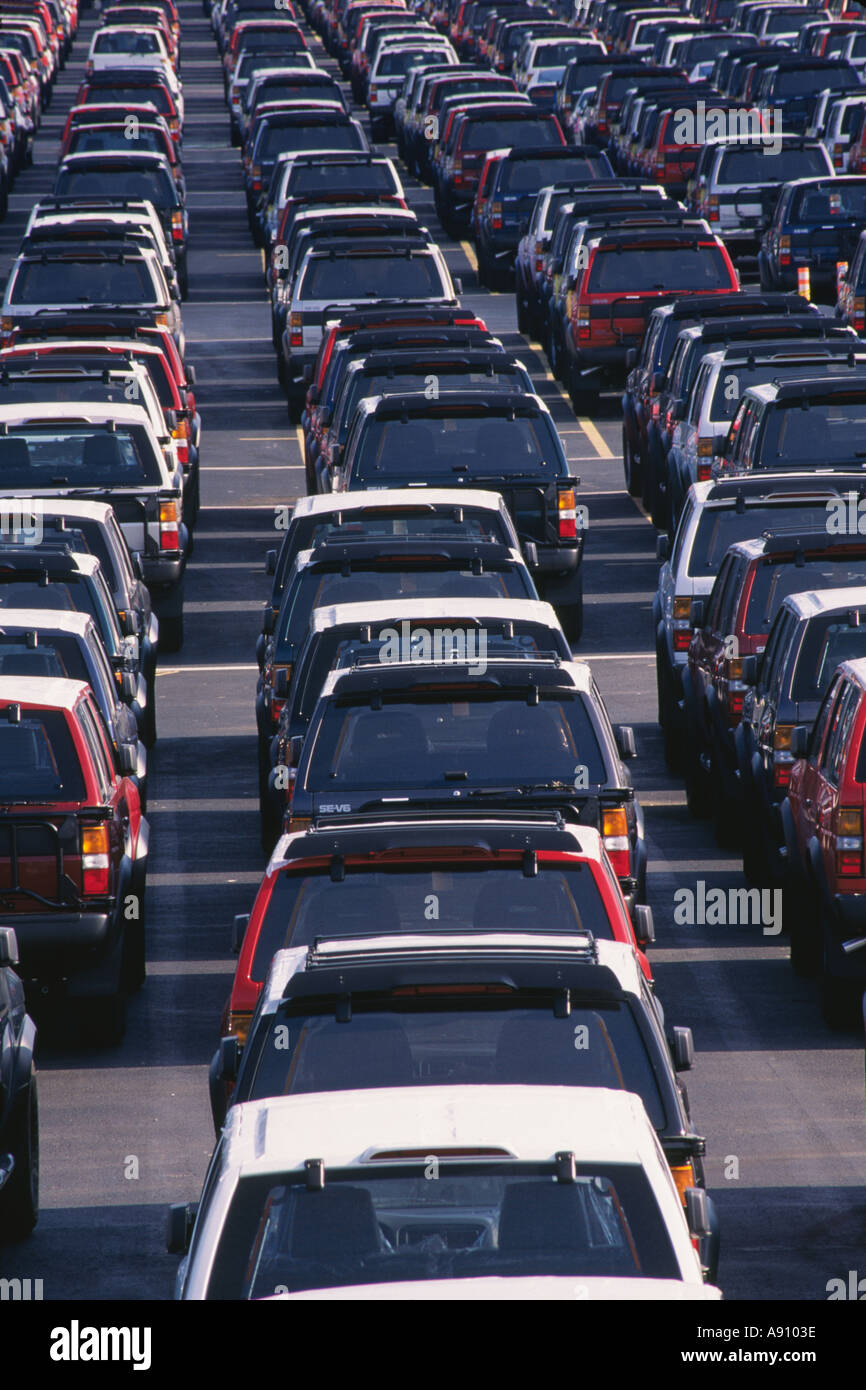 Lines Of Imported New Cars On Dock Port Of Seattle Pier 91 Seattle ...