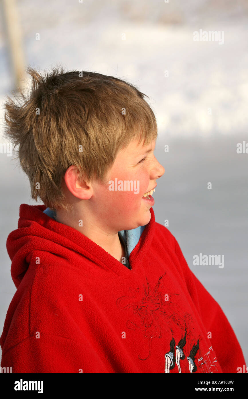 Boy resting on outdoor ice in Moose Jaw Stock Photo - Alamy