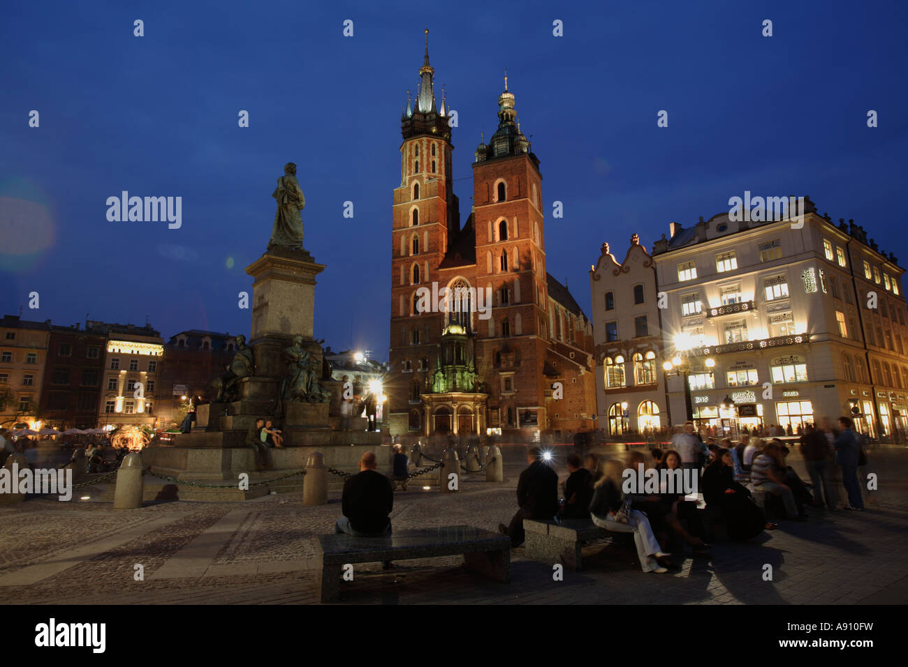 Rynek Glowny square also called market square, in Krakow, Poland Stock ...