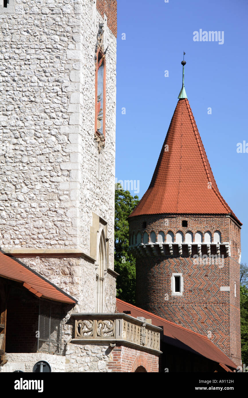 Architectural detail of the Florian gate in Krakow, Poland Stock Photo ...