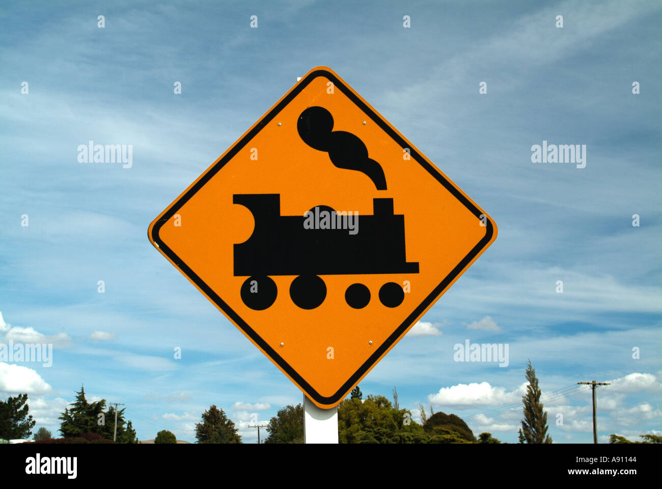 Train crossing sign Stock Photo - Alamy