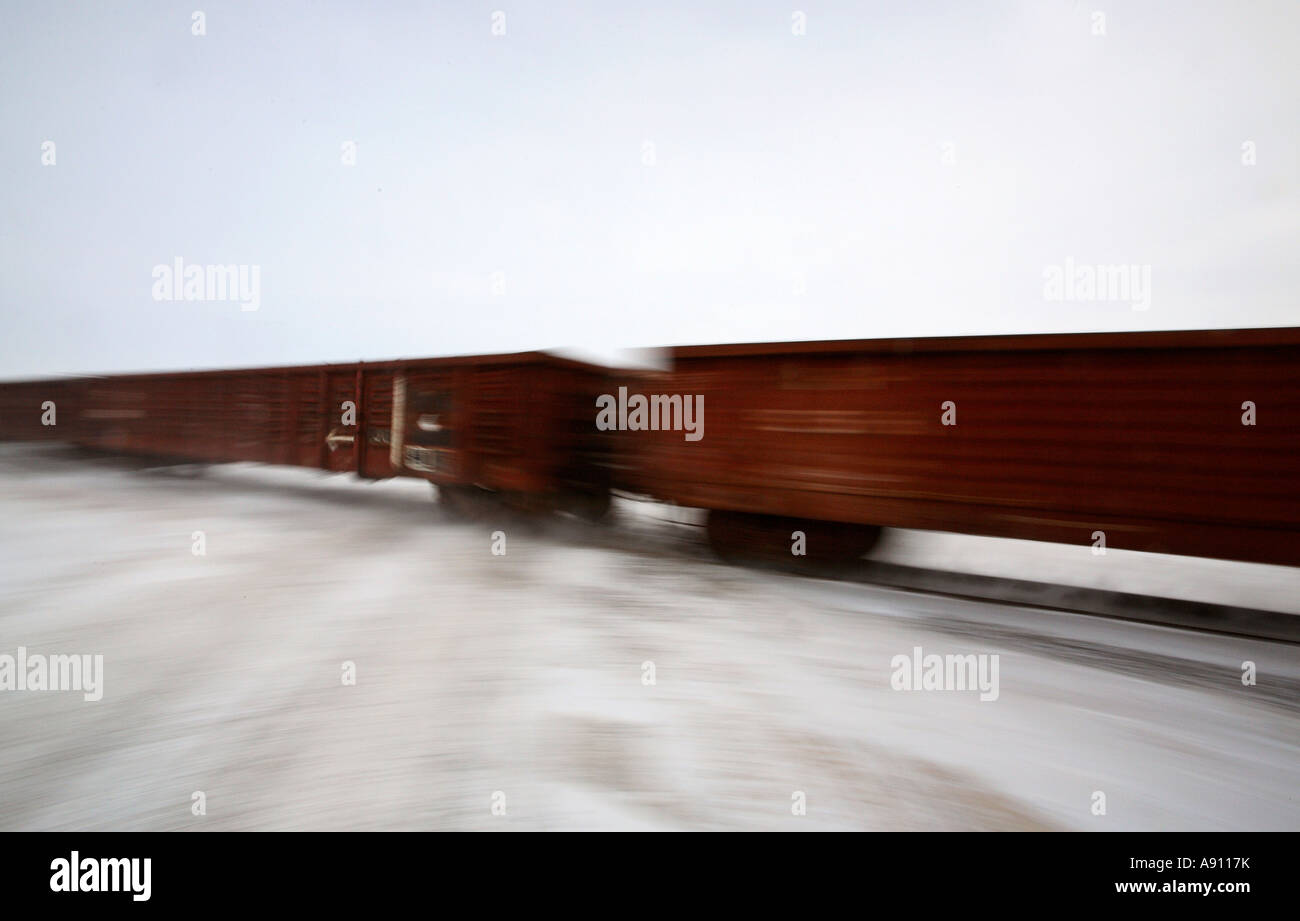 Rail cars at train crossing in Saskatchewan Stock Photo - Alamy