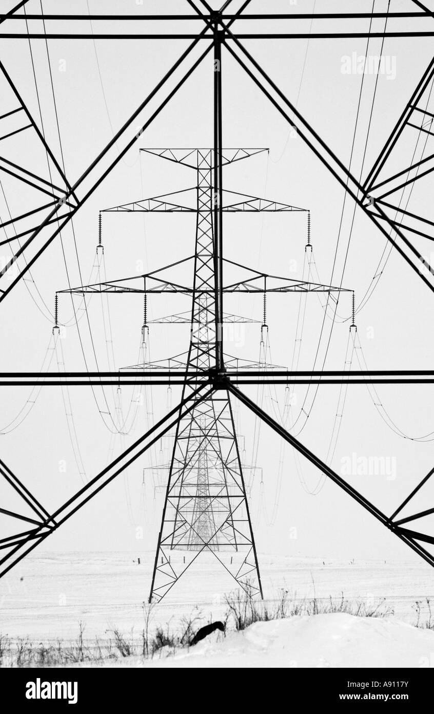 Manitoba Hydro power lines tower in winter Stock Photo - Alamy