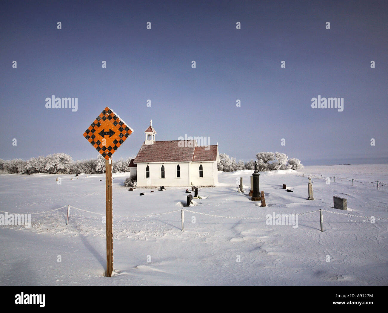 Frost covered road sign in Saskatchewan Stock Photo - Alamy