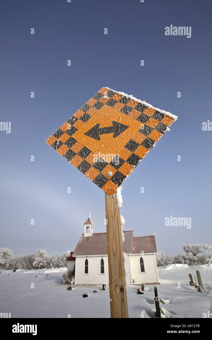Frost covered road sign in Saskatchewan Stock Photo - Alamy