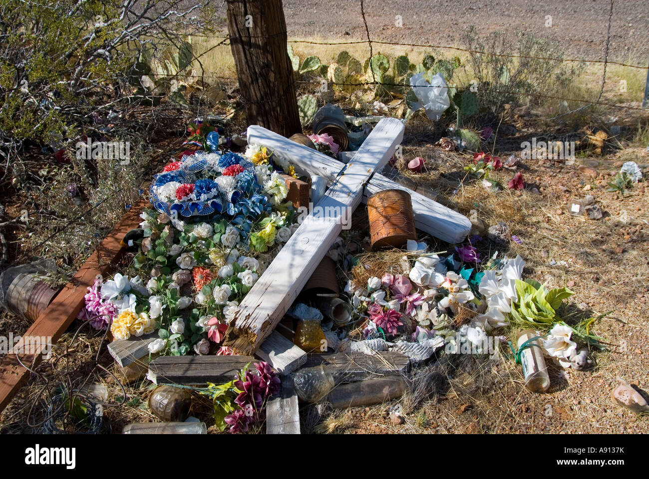 Discarded flowers in cemetery near Sells, Arizona, USA Stock Photo - Alamy