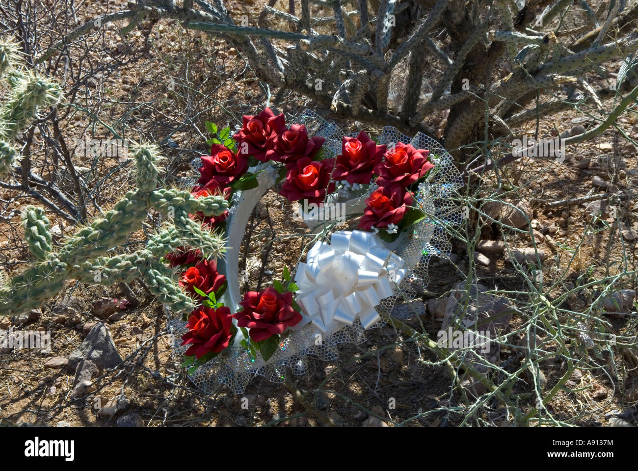 Discarded flowers in cemetery near Sells, Arizona, USA Stock Photo - Alamy