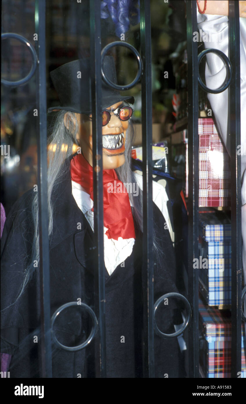 Manikin in Halloween costume in shop window with bars LOCATION Barrio ...