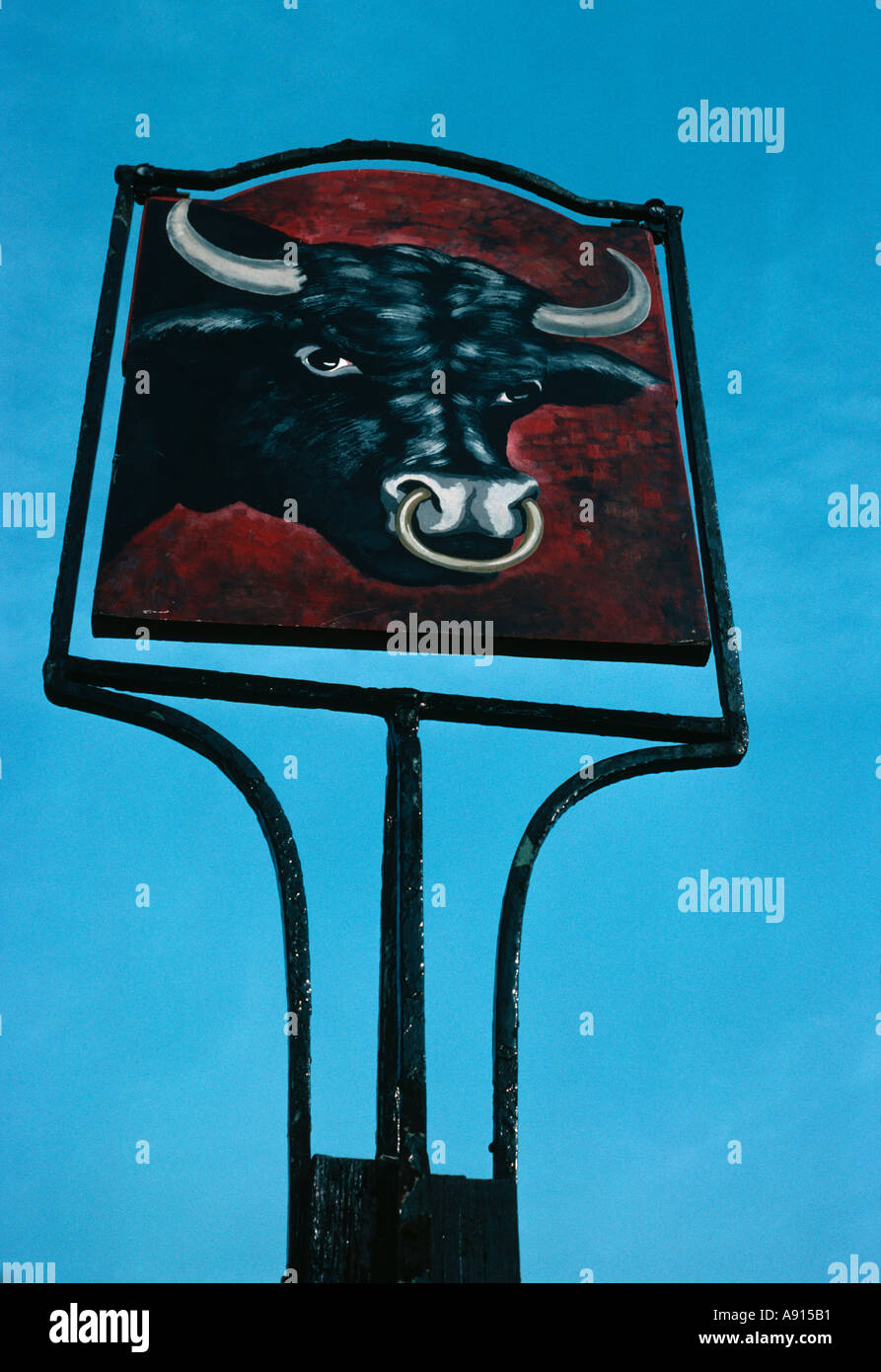 Bull pub sign in England Stock Photo - Alamy