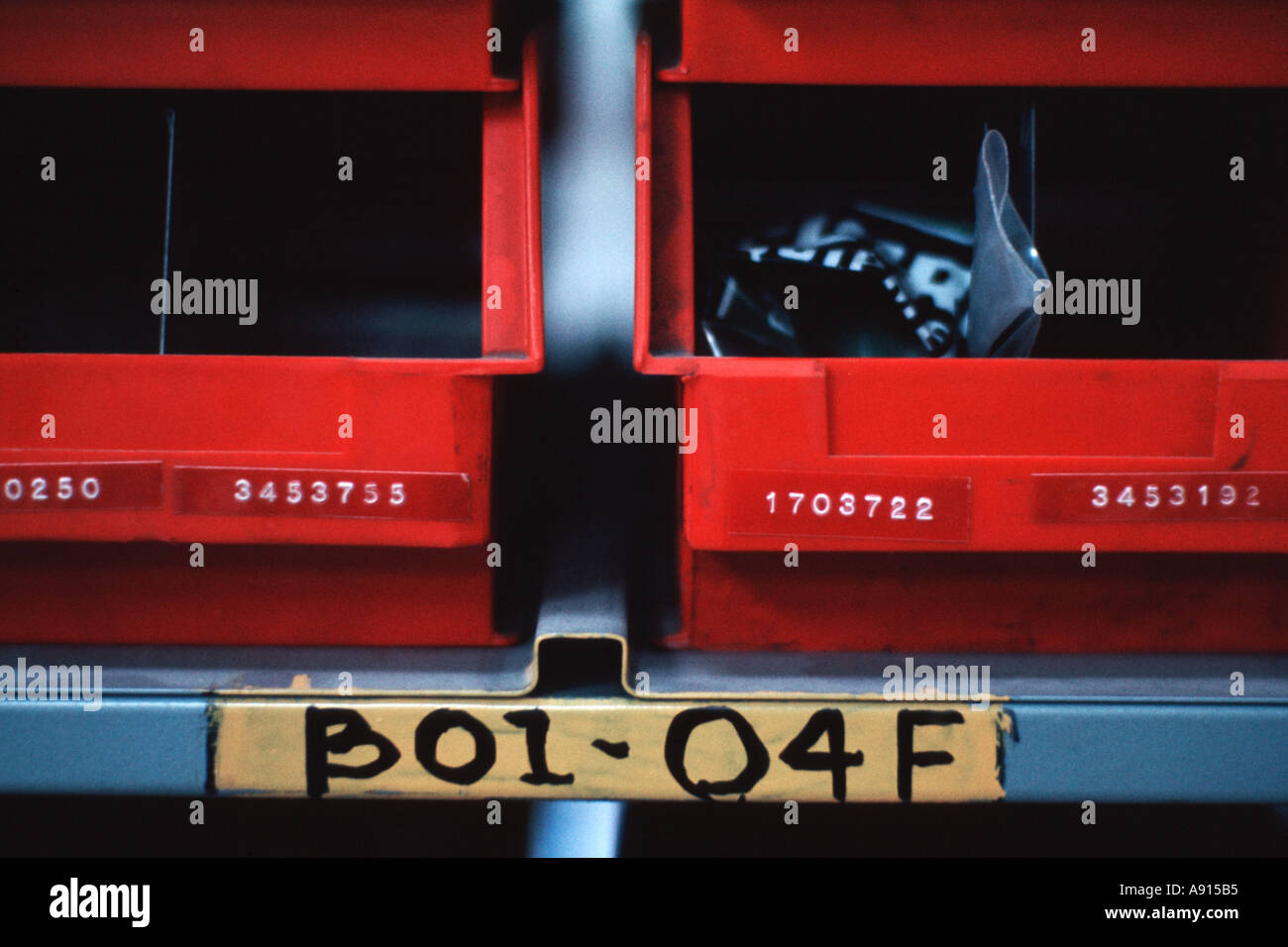 Parts bin at a factory Stock Photo - Alamy