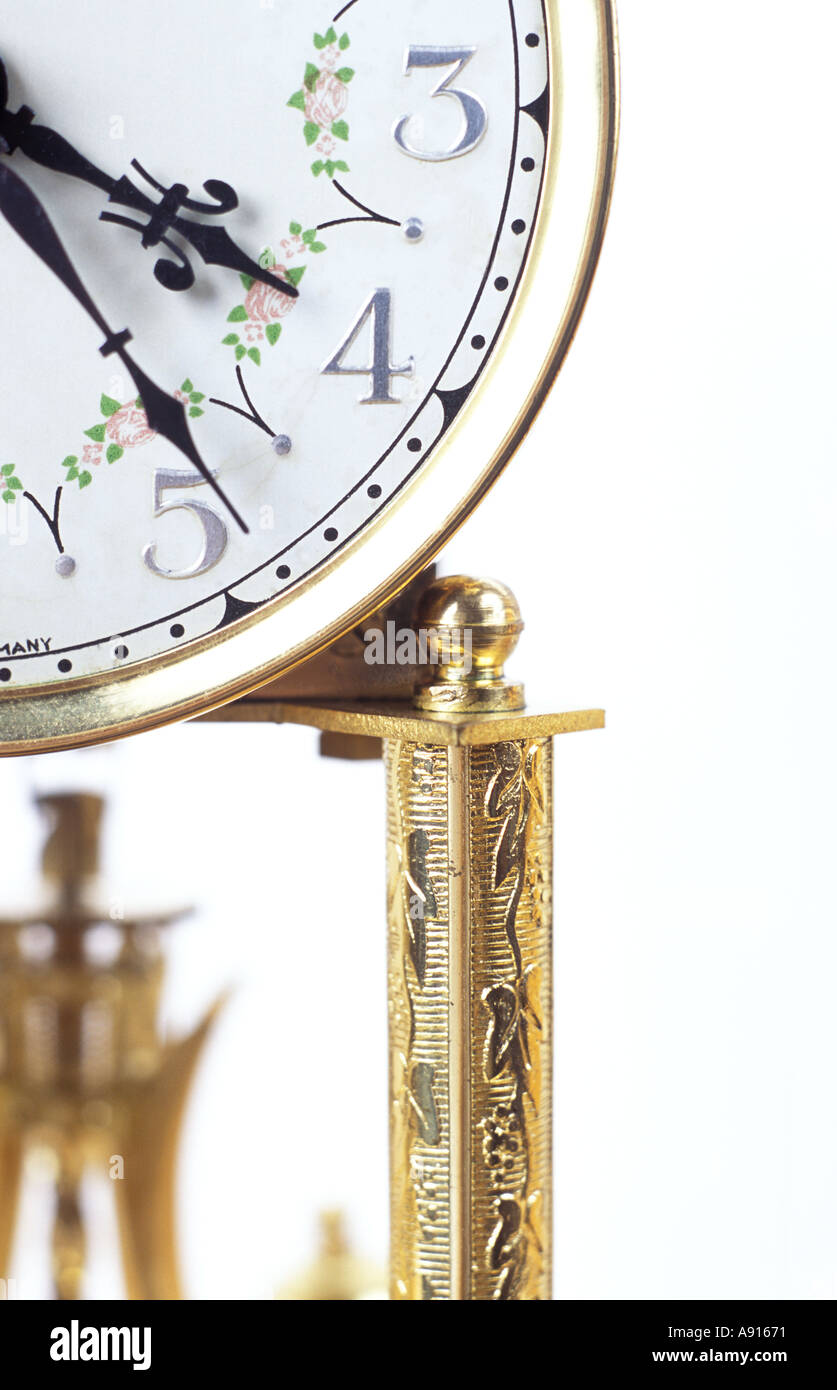 Antique Clock on White Background Stock Photo - Alamy