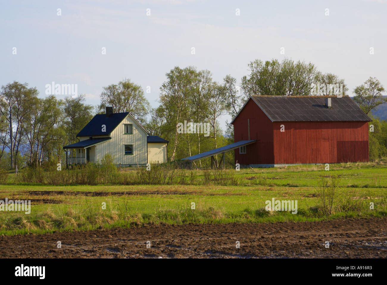 Traditional Norwegian farm at Tana Finnmark Stock Photo - Alamy