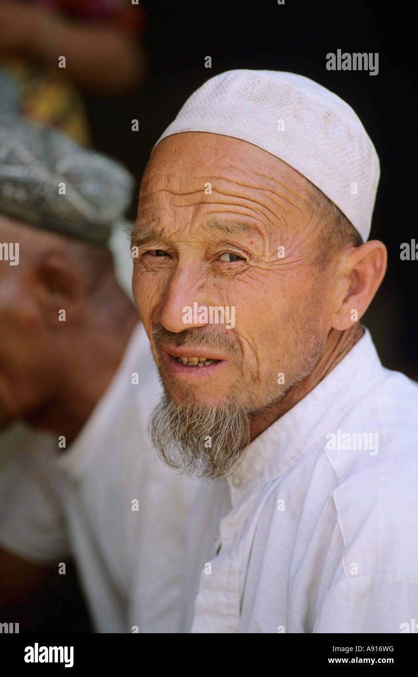 Portrait of a Muslim Man, Turpan, Xinjiang Province, China Stock Photo ...