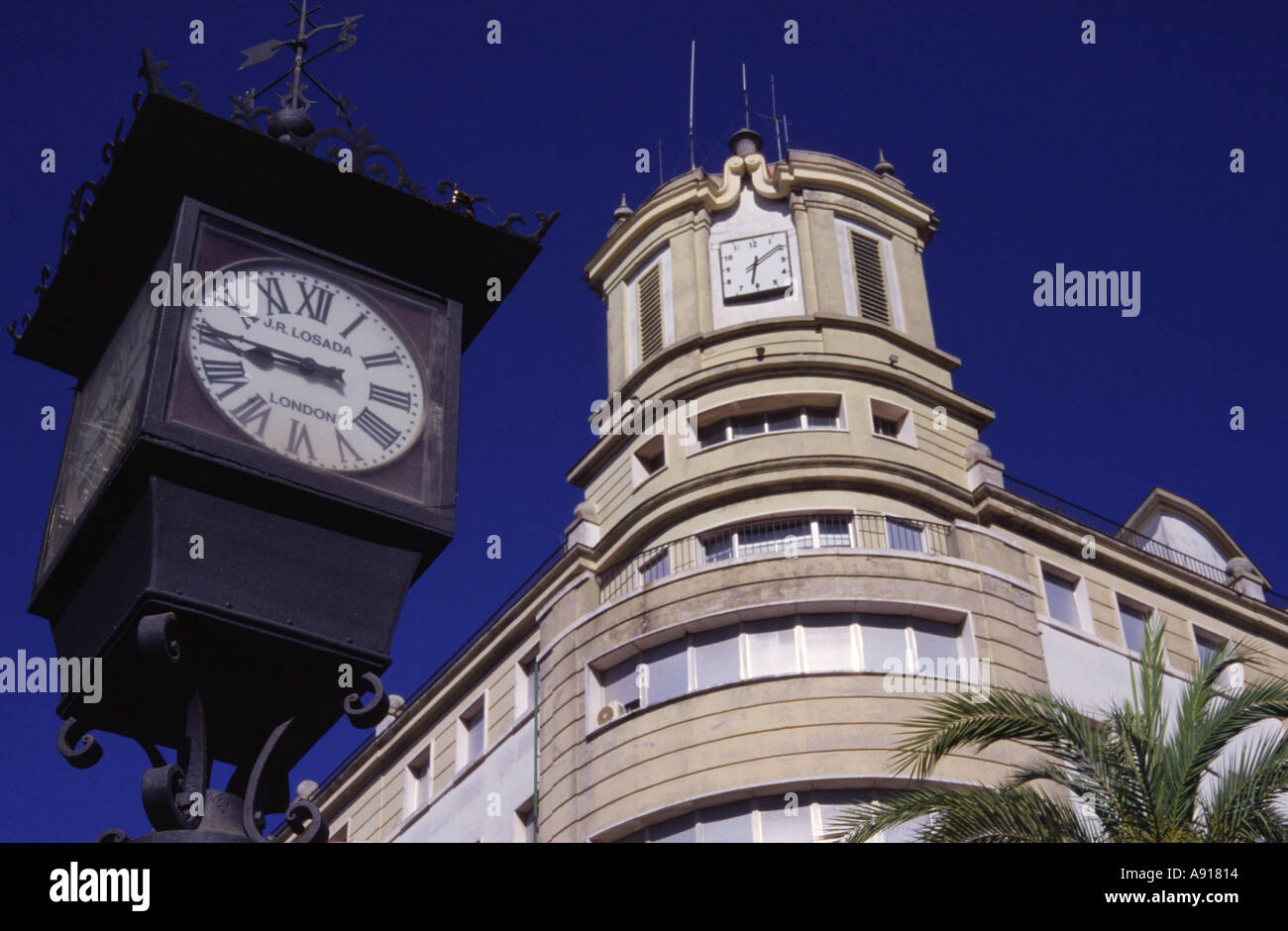 Large clock building Spain Stock Photo - Alamy