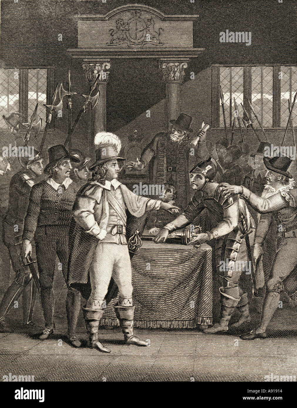 Cromwell dissolving the Long Parliament, 20th April 1653. Oliver ...