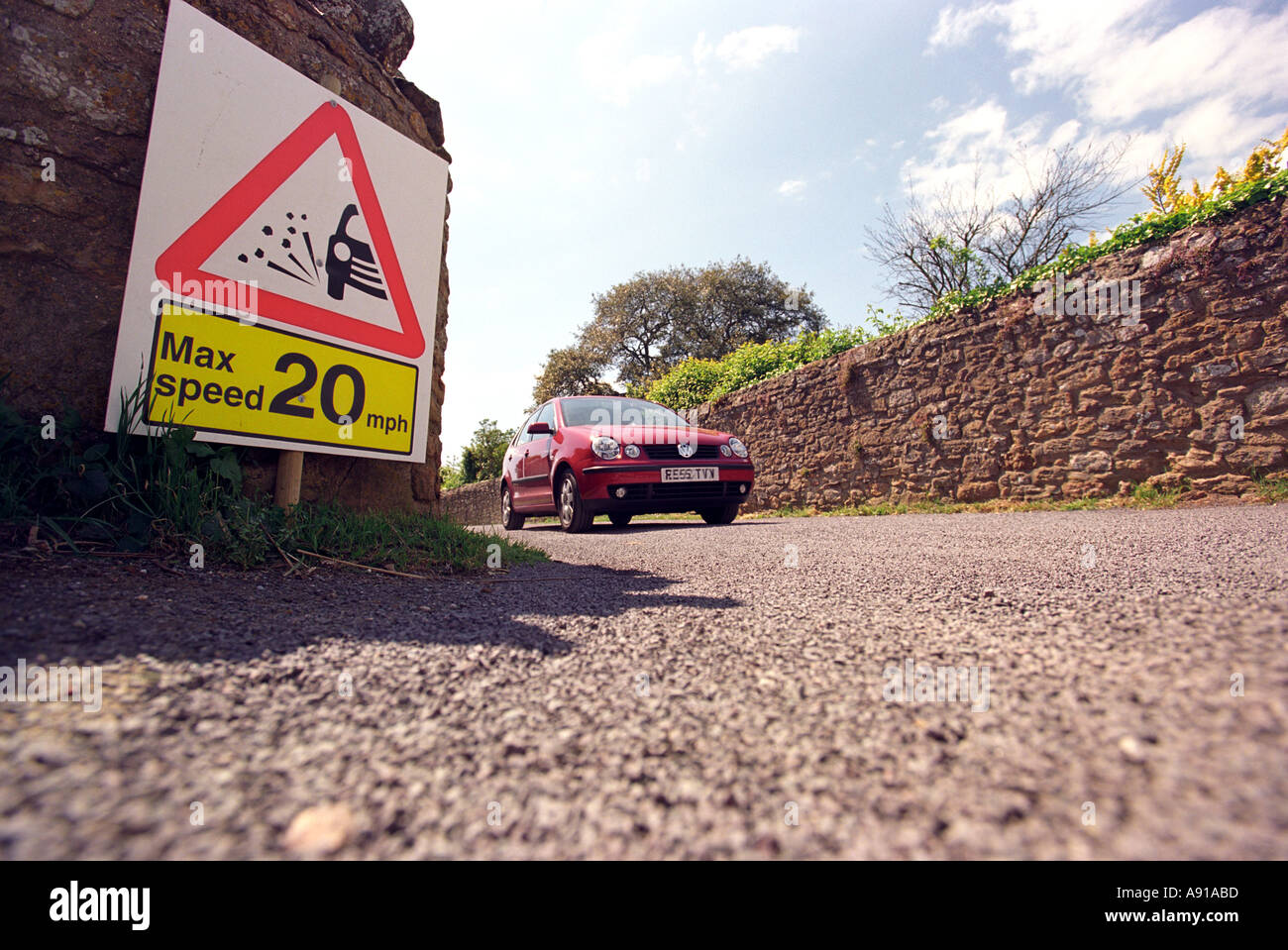 Loose chippings uk road sign hi-res stock photography and images - Alamy