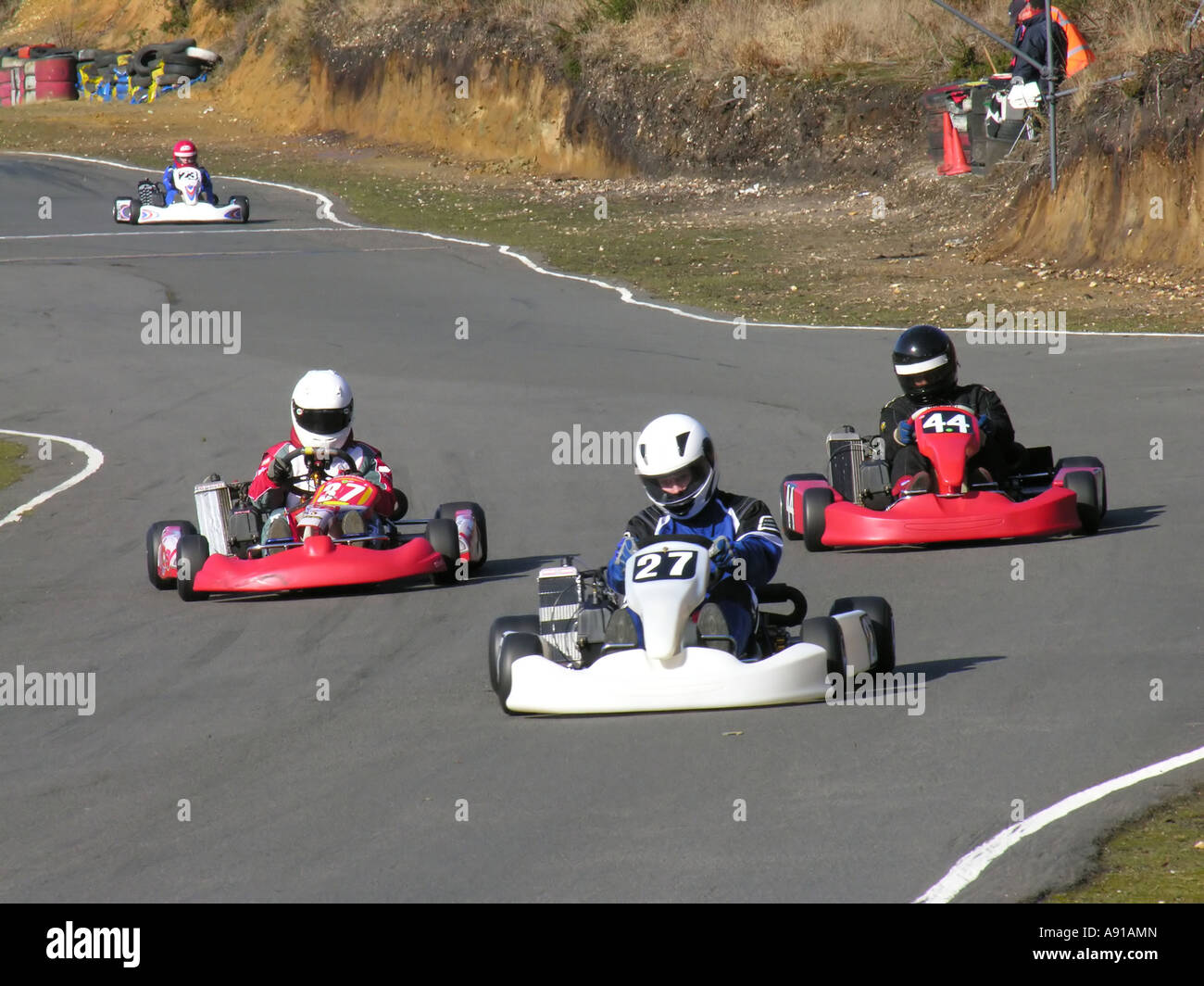 Three racing go karts Stock Photo - Alamy