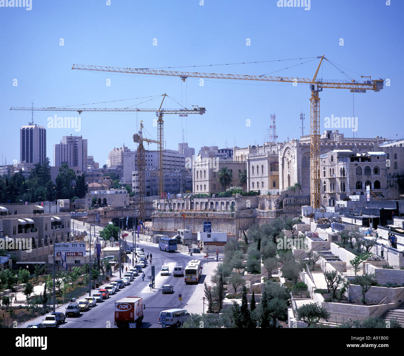 View of Jerusalem in Israel showing the rapid modernisation around the ...