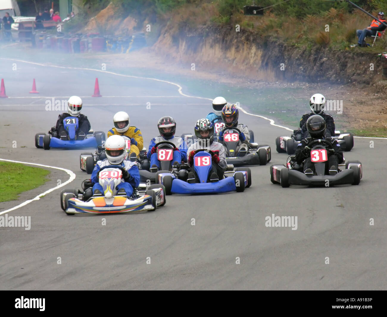 The start of a go kart race Stock Photo - Alamy