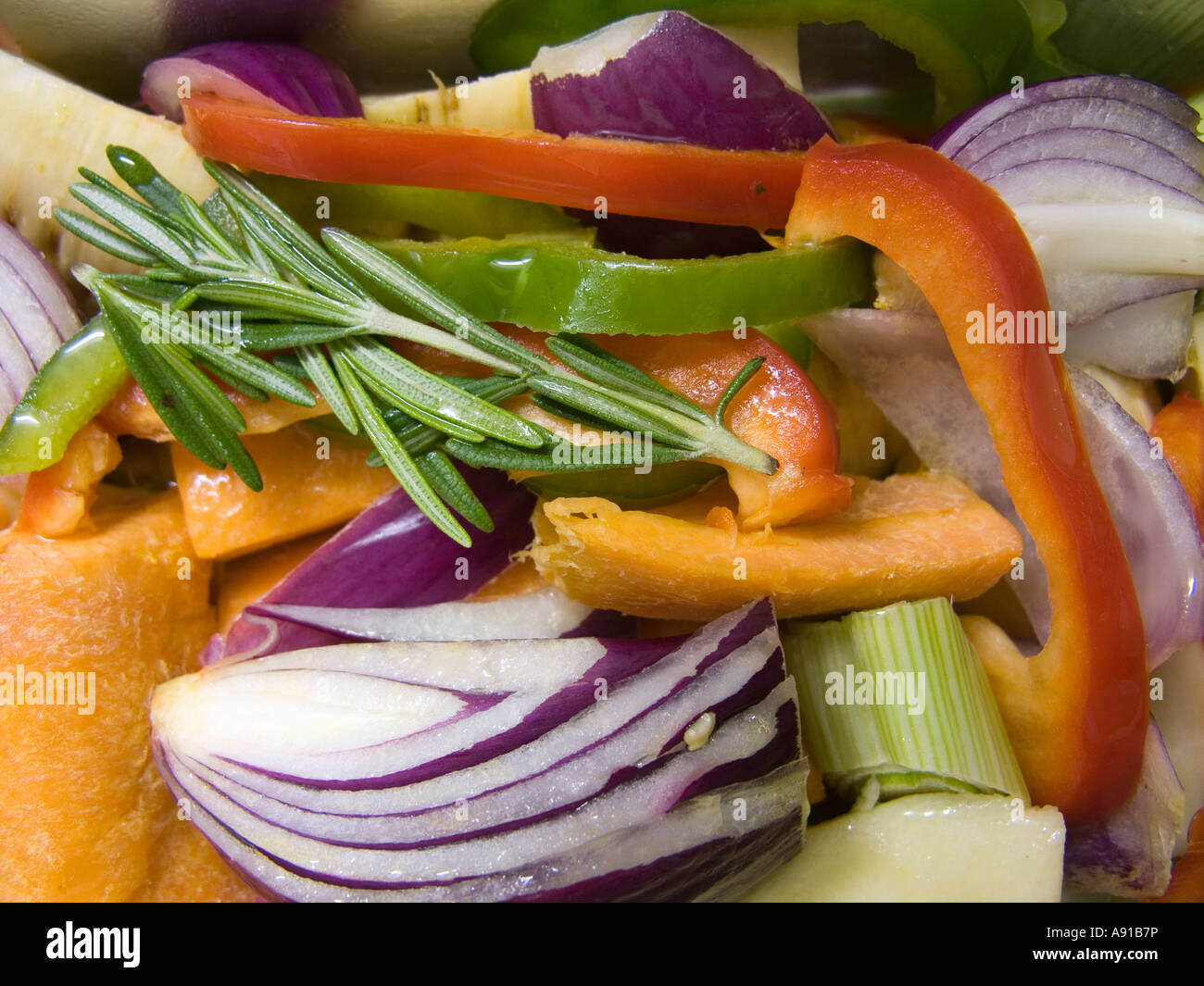 A selection of prepared vegetables Stock Photo - Alamy
