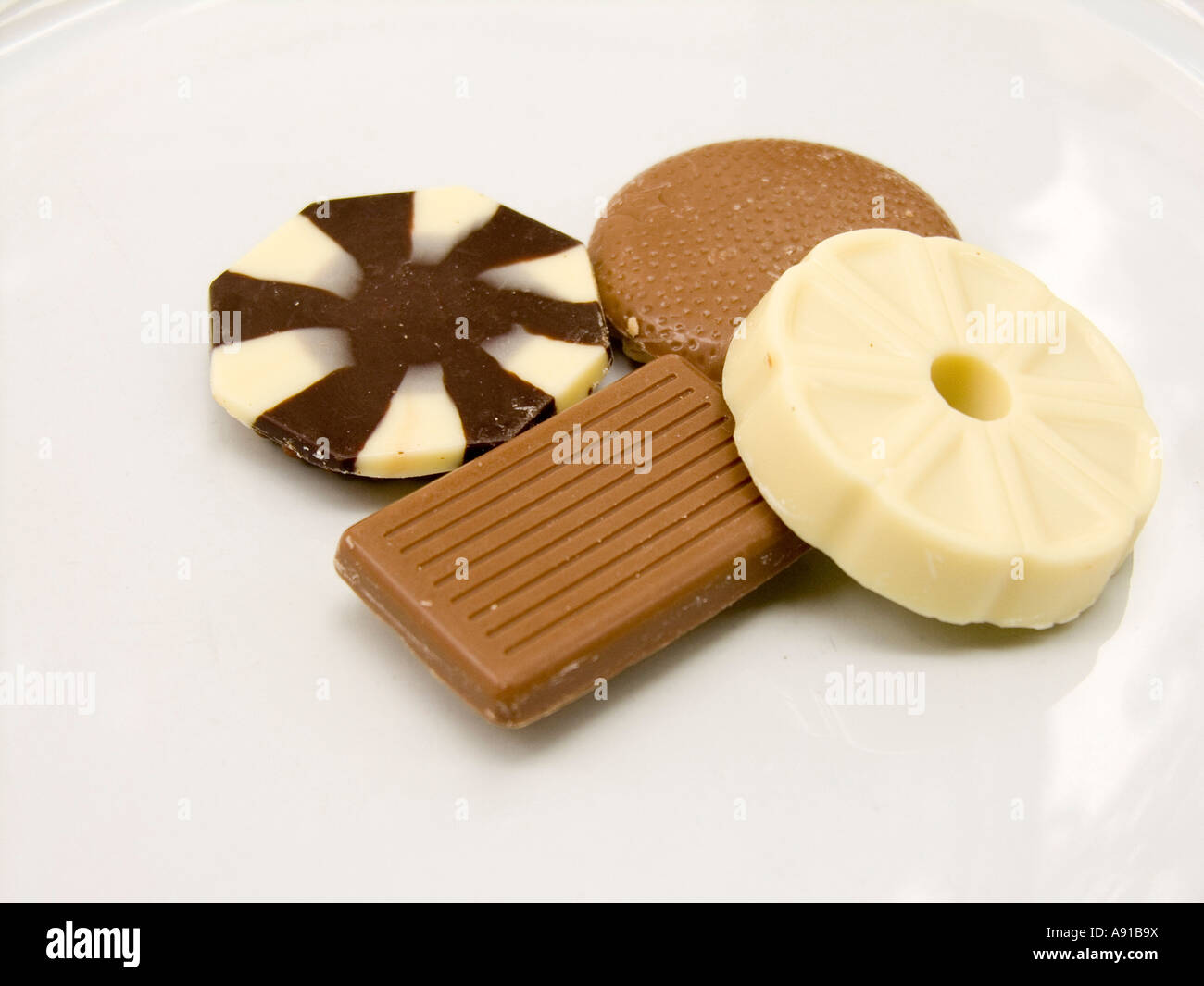A selection of posh biscuits on a white background Stock Photo - Alamy