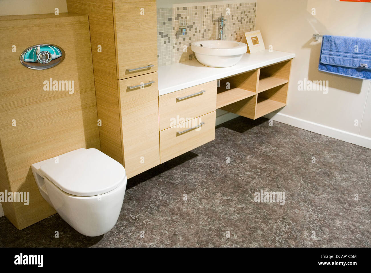 A modern family bathroom with built in toilet Stock Photo - Alamy