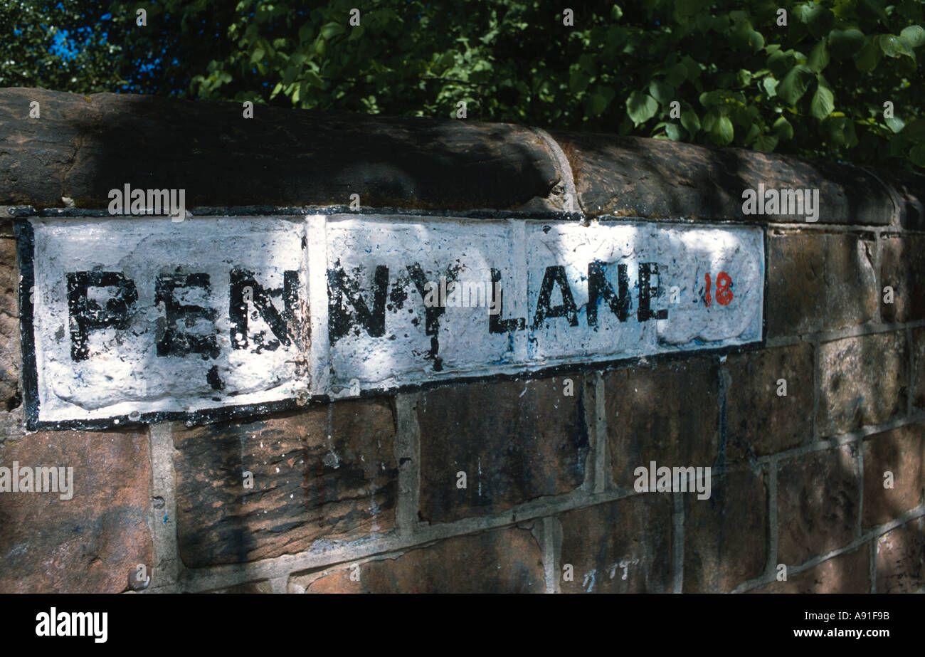 Road sign for Penny Lane in Liverpool Stock Photo - Alamy