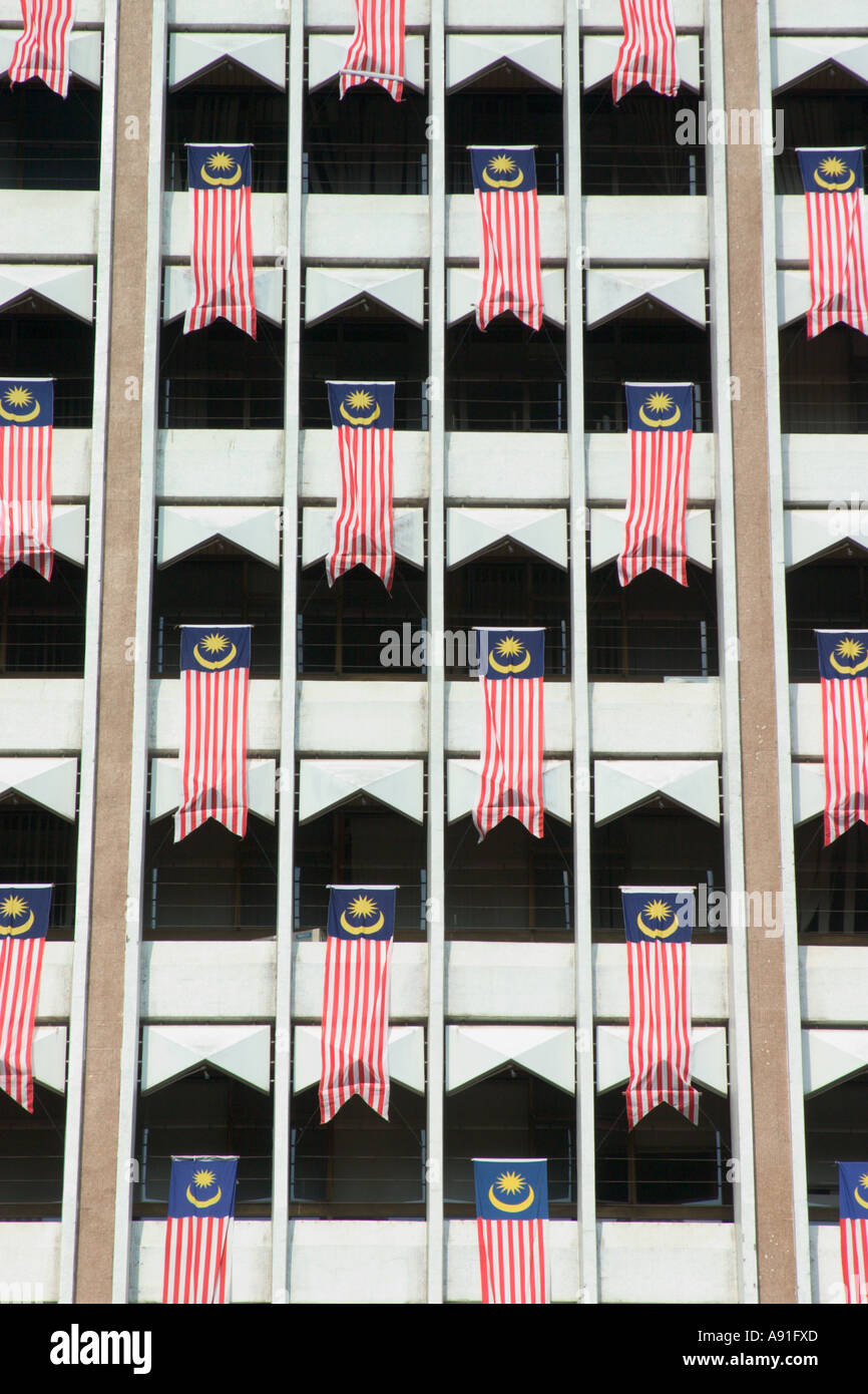 building decorated with many malaysian flags Stock Photo - Alamy