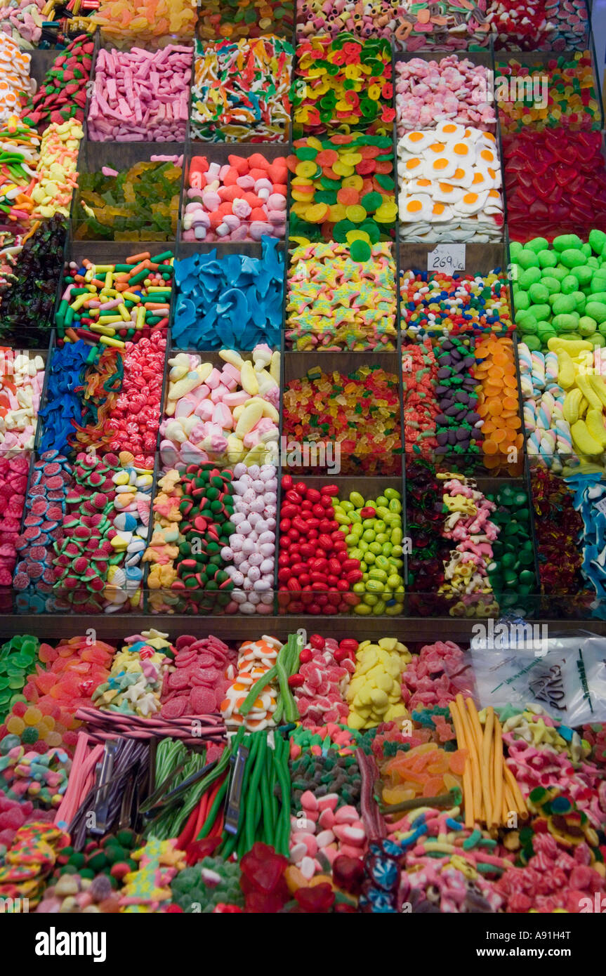multi coloured candy in a Barcelona market Stock Photo - Alamy