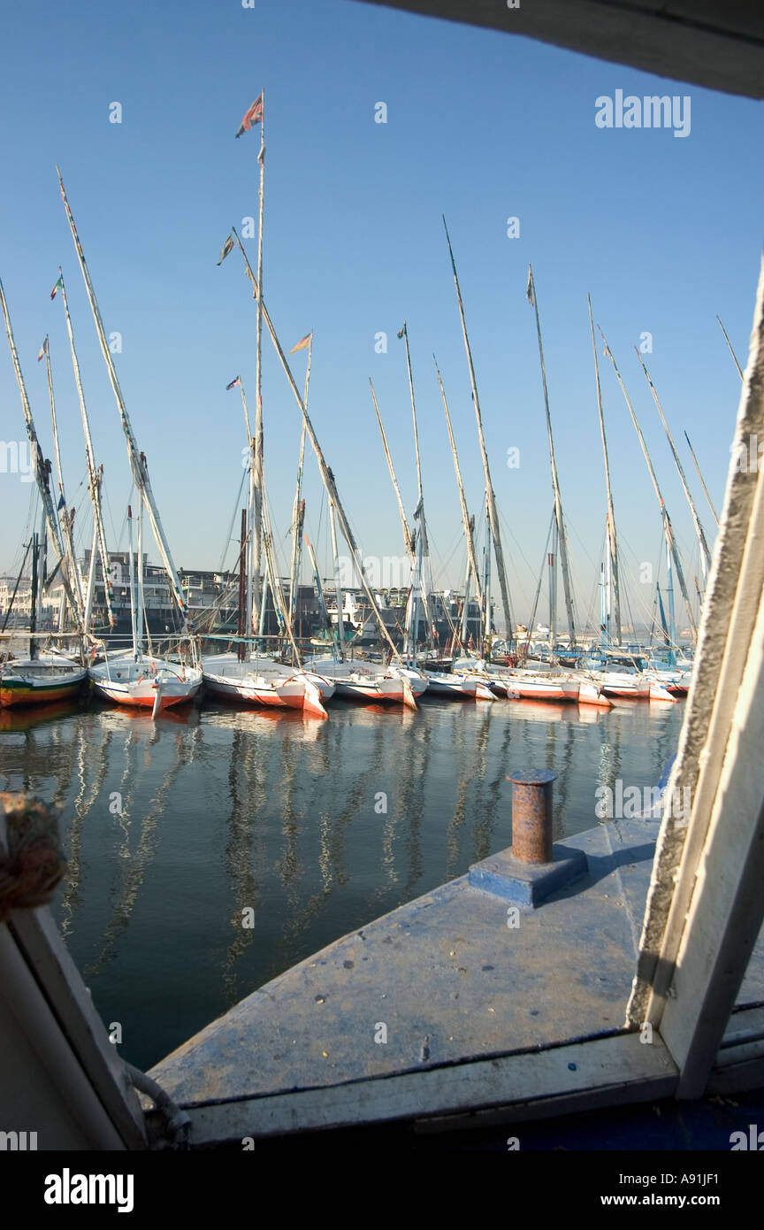 felucca boats Nile River Luxor Upper Egypt Egypt North Africa Stock ...