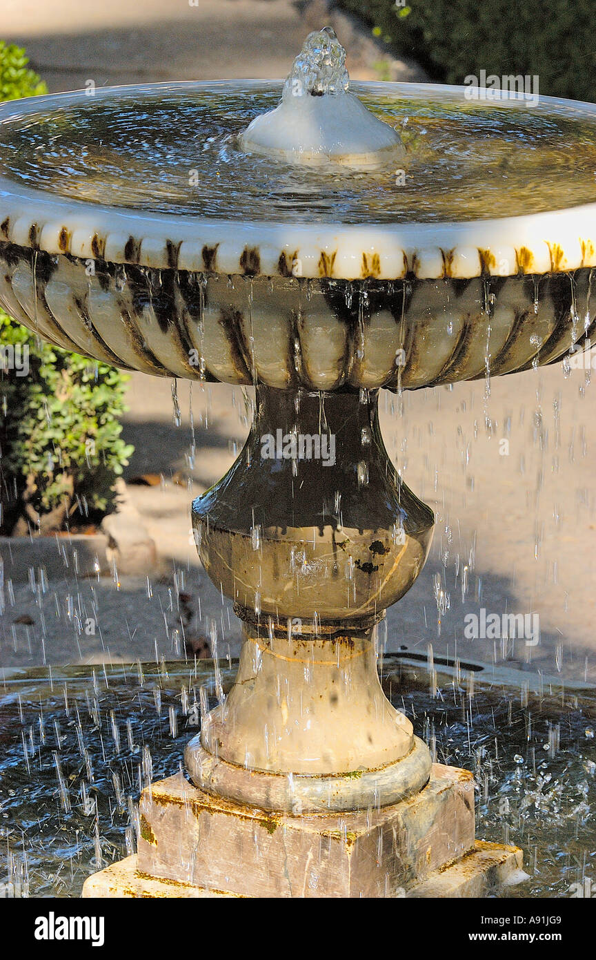 Arabic fountain in Generalife Palace, La Alhambra, Granada province ...