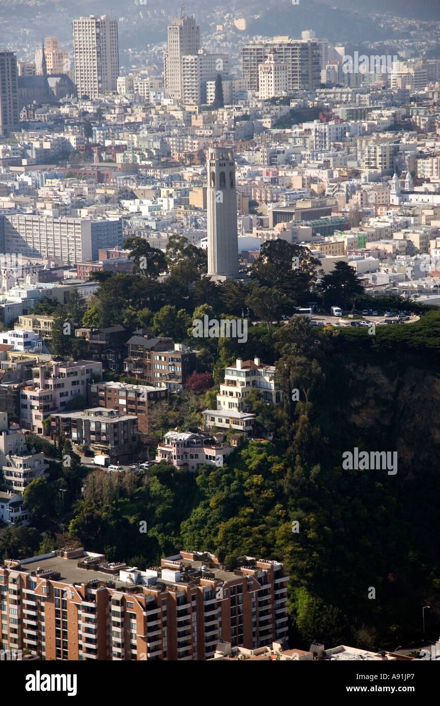 Aerial view coit tower san hi-res stock photography and images - Alamy