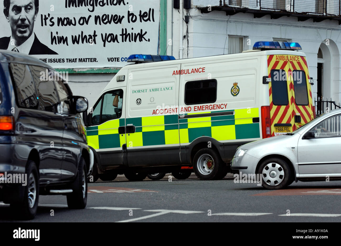 An ambulance on a call out Stock Photo - Alamy