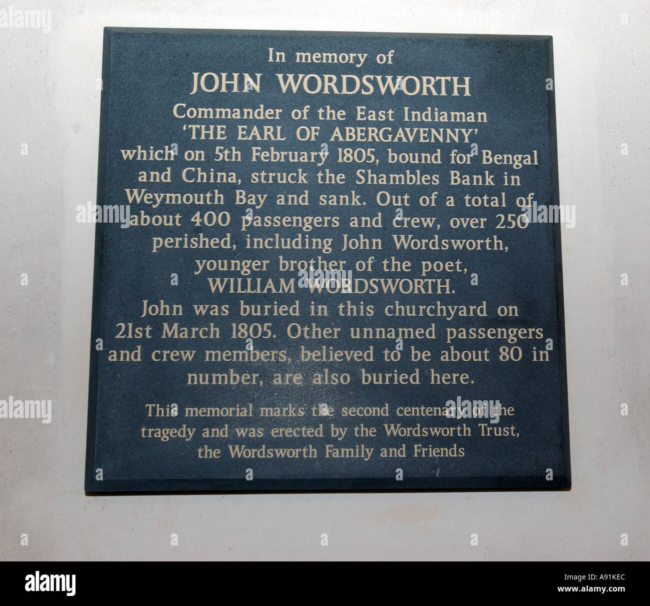 Memorial to Captain John Wordsworth at All Saints Church Wyke Regis ...