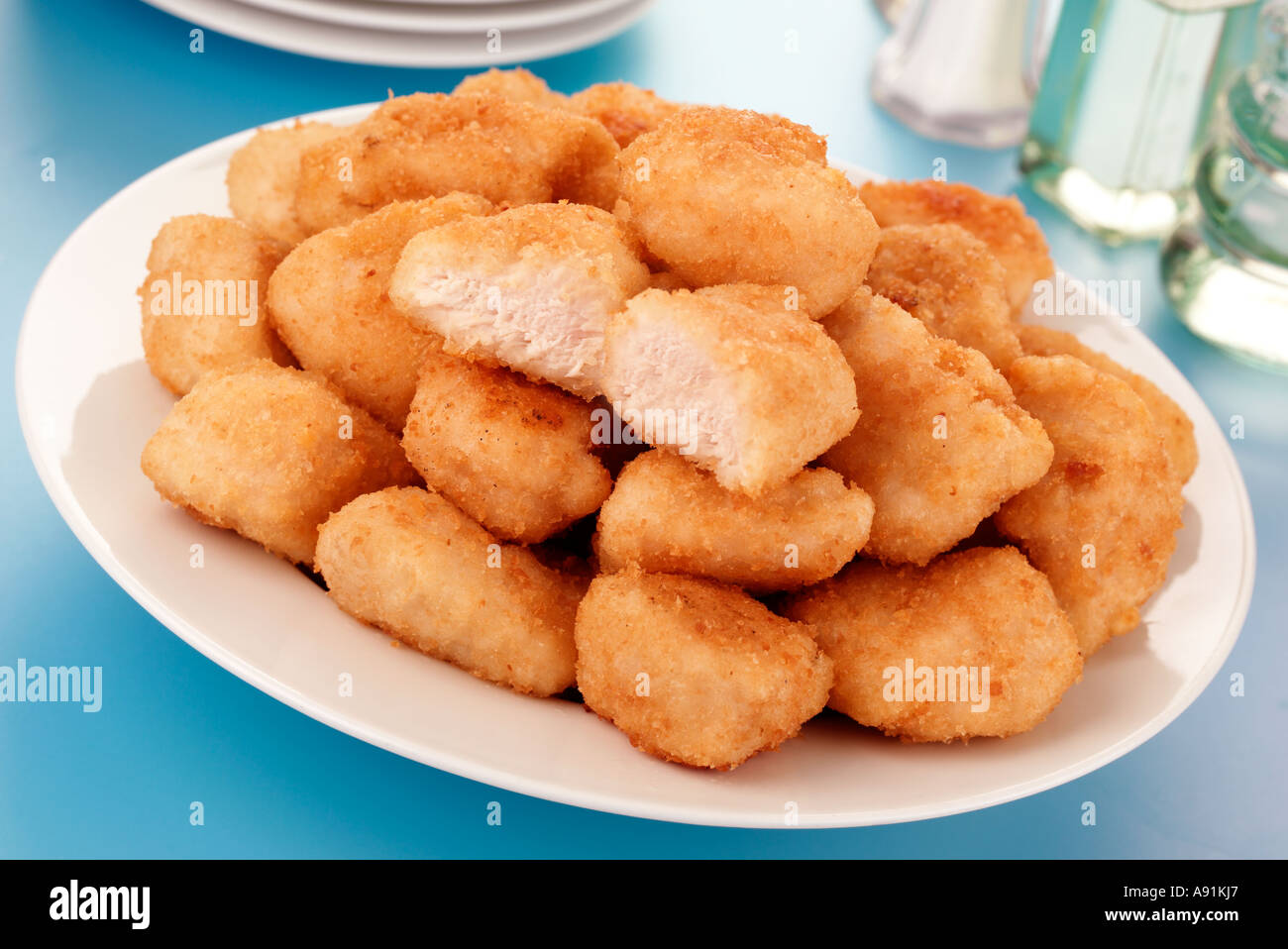 Chicken nuggets poultry deep fried battered fast food hi-res stock ...