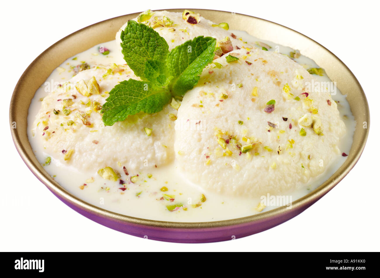 INDIAN RASMALAI DESSERT CUT OUT Stock Photo - Alamy