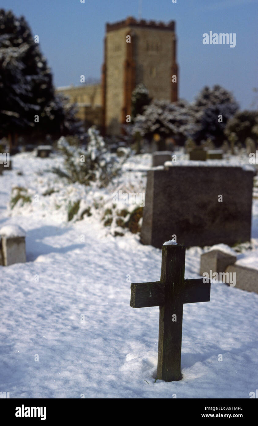 All Saints' Church, Writtle, Essex in the snow England Stock Photo - Alamy