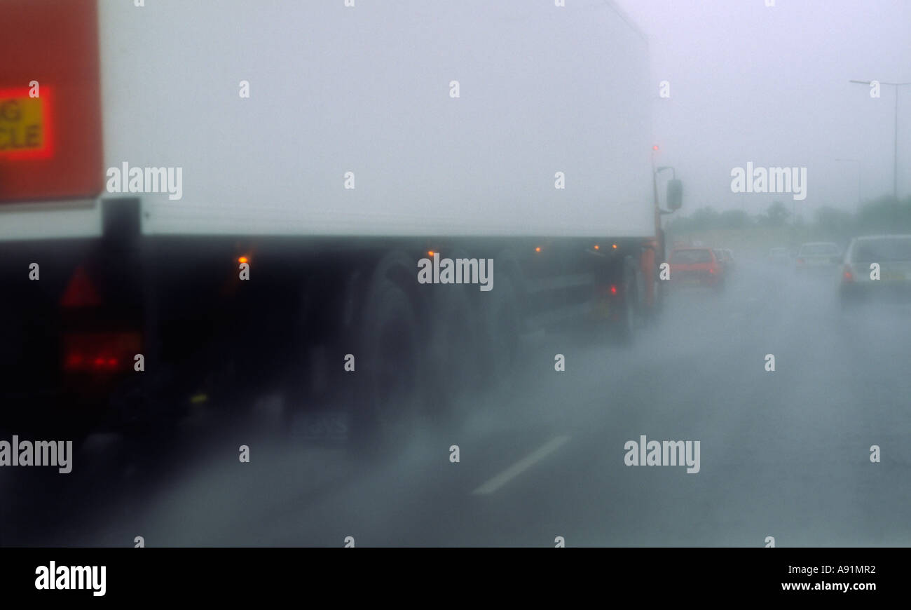 Motorway driving in poor conditions Stock Photo - Alamy