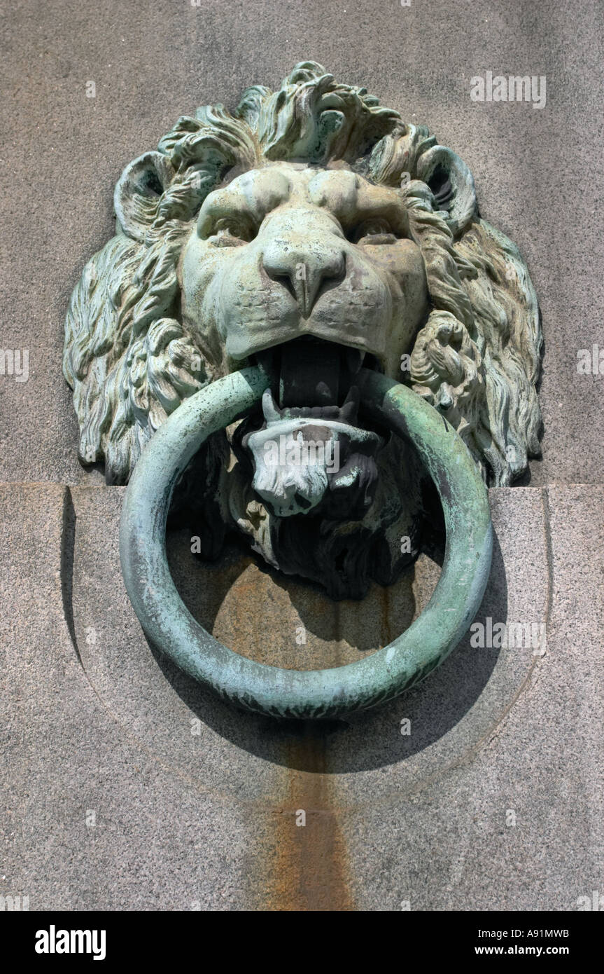Lion s head mooring ring Thames Embankment London England Stock Photo ...
