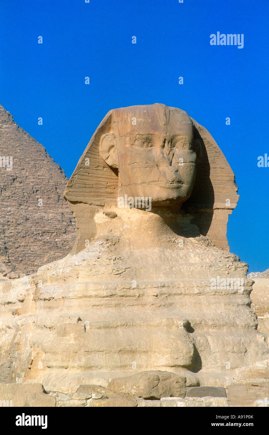 The Great Sphinx and Pyramid of Khafra (Chephren) Giza Egypt Stock ...